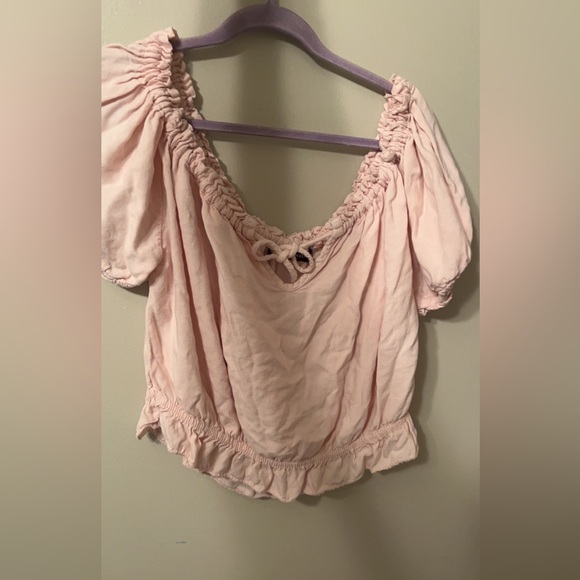 Brandy Melville | Tops | Light Pink Brandy Melville Cropped Ruffle Top ...